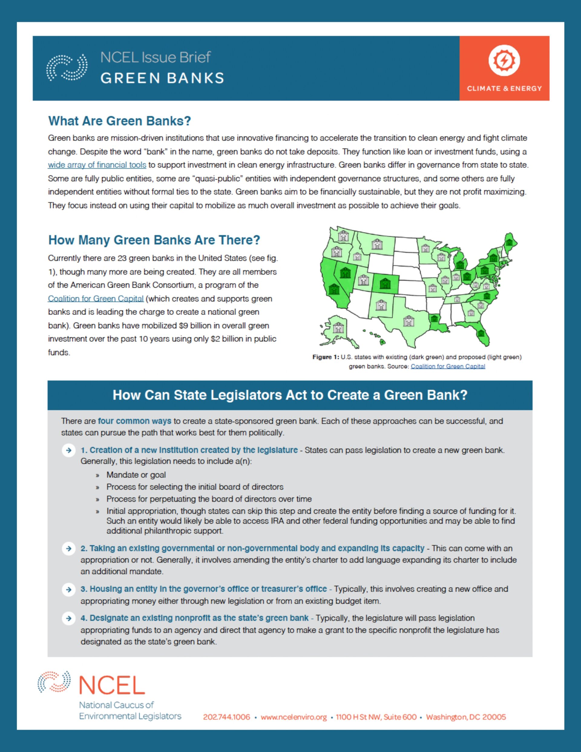 Green Banks Issue Brief | National Caucus of Environmental Legislators