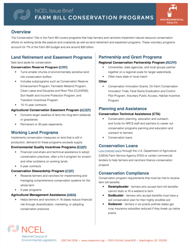 Farm Bill Conservation Programs Issue Brief | National Caucus of ...