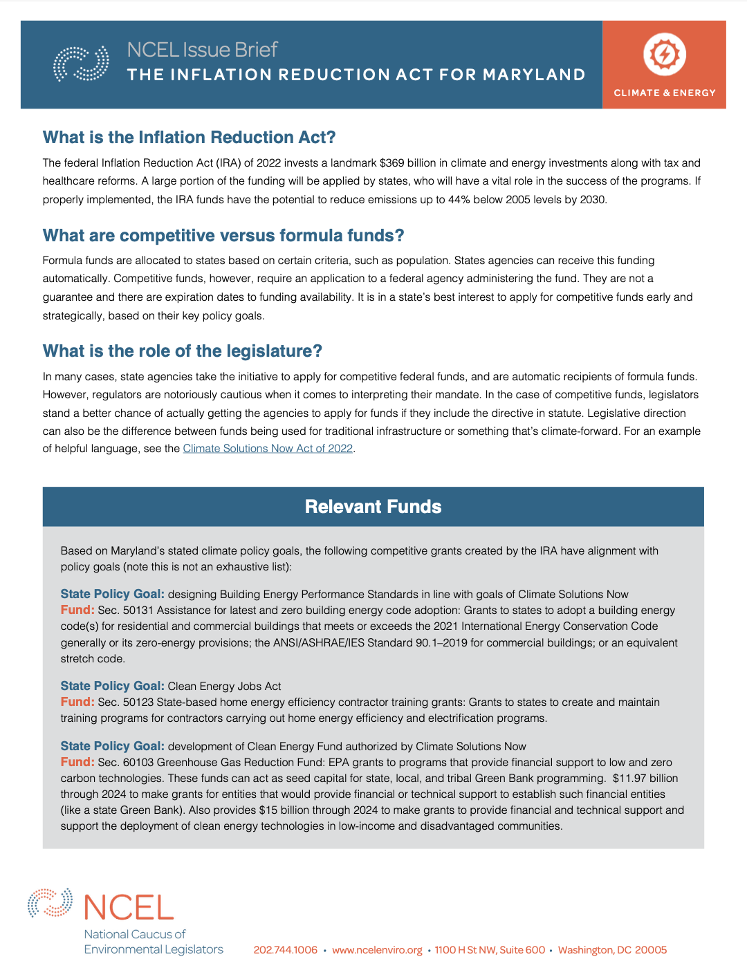 The Inflation Reduction Act for Maryland | National Caucus of ...